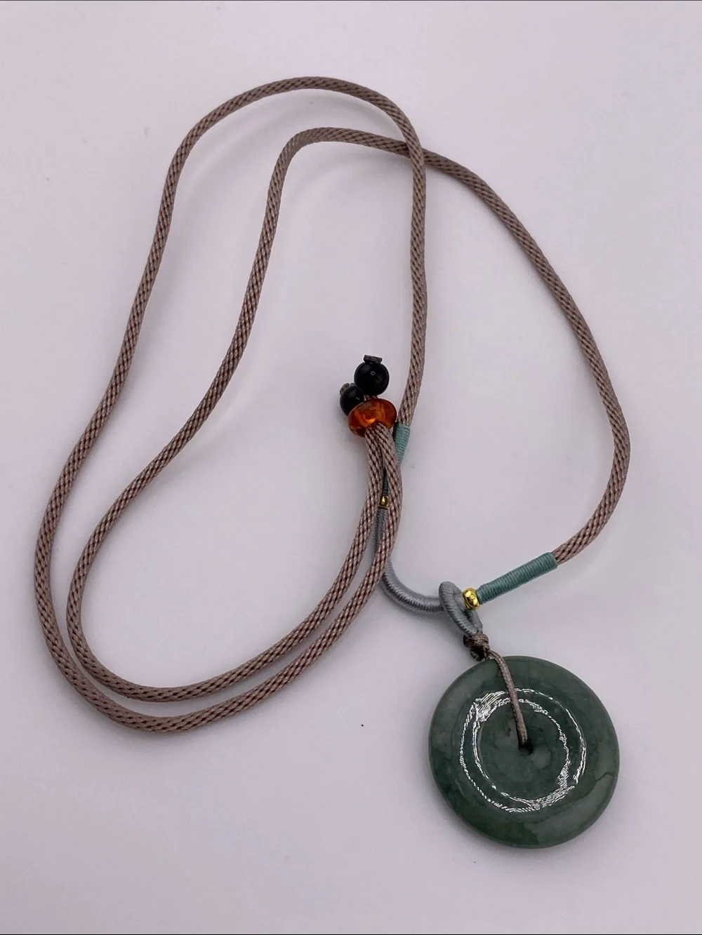 Jewelry | Minimalist Natural Green Jade Bi Disc Donut Pendant Necklace ...